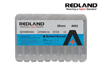 Redland Dental 30 pc. YELLOW #002 25 mm Endo Stainless Steel Barbed ...