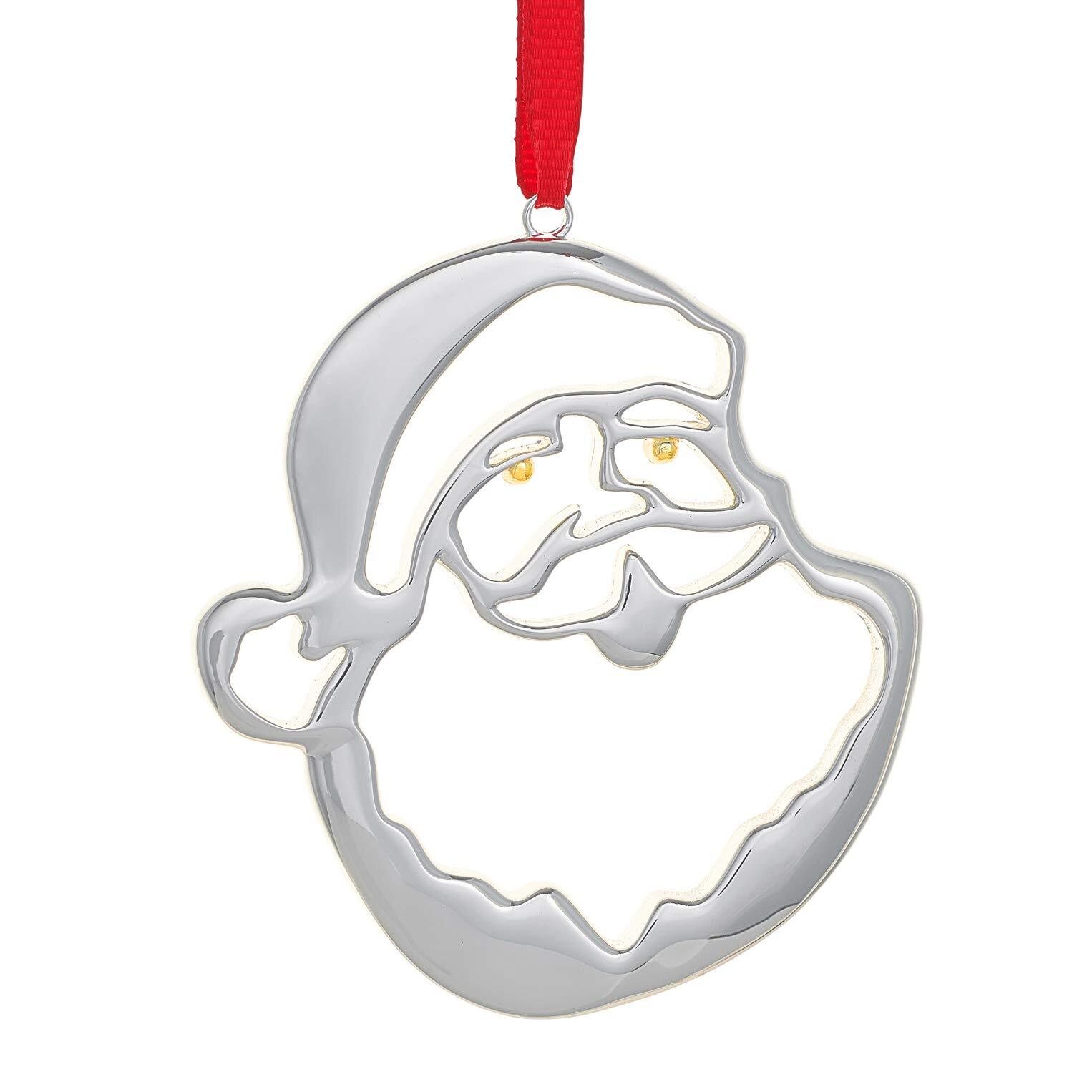Santa Head Ornament | Silver and Gold Plated Hanging Jolly St. Nick ...