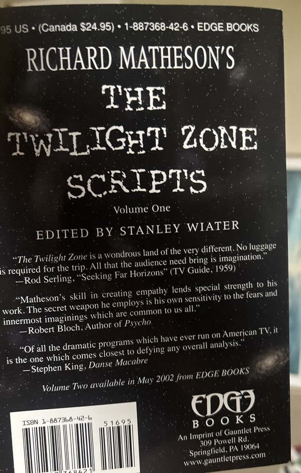 The Twilight Zone Scripts Volume 1 By Richard Matheson 9781887368421 | eBay UK