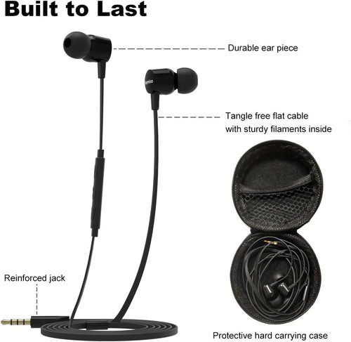 Joymiso Tangle Free Earbuds for Kids Women Small Ears with Case, Black ...