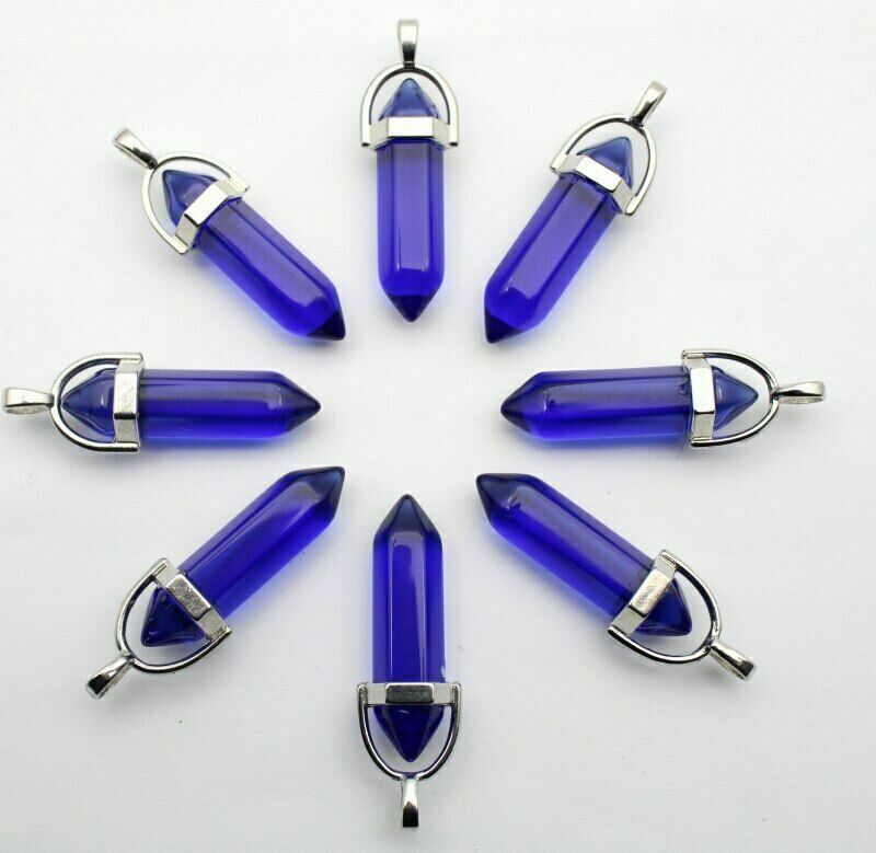 Mixed Crystal Glass 50pcs Hexagonal Column Stone Pendants for Jewelry ...