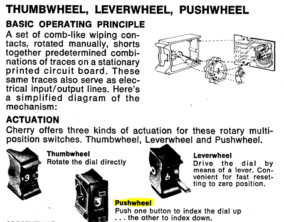 Cherry - T55-07M0 - Switch, Pushwheel Thumbwheel. Single 8 Pos, Dust ...