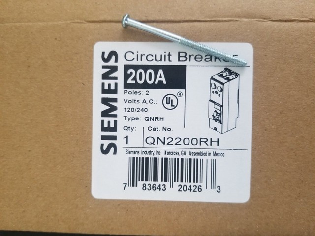 Siemens QN2200RH 200A 240VAC 2-Pole Circuit Breaker for sale online | eBay