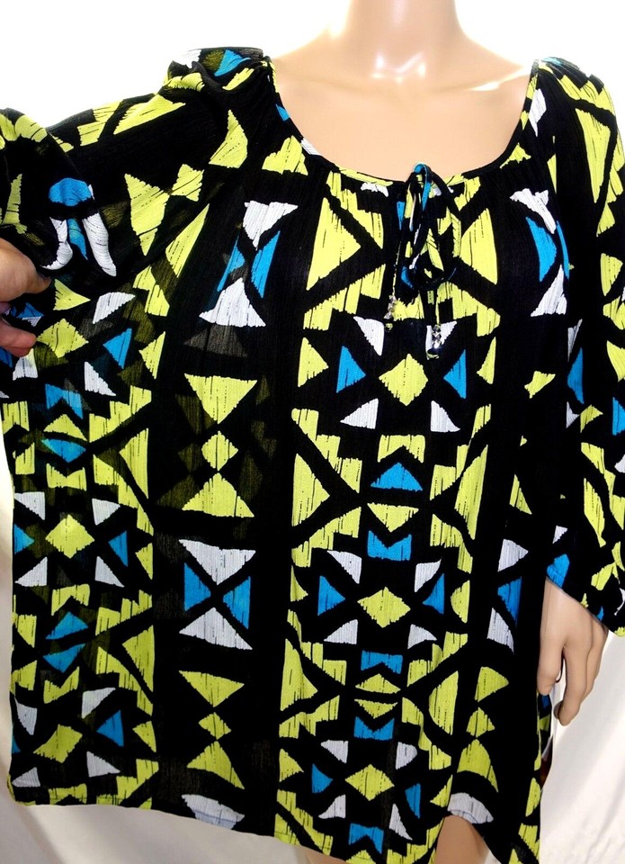 Ruby Rd. Women Plus 1x 2x 3x Green Teal Black Elegant Tunic Top Blouse ...