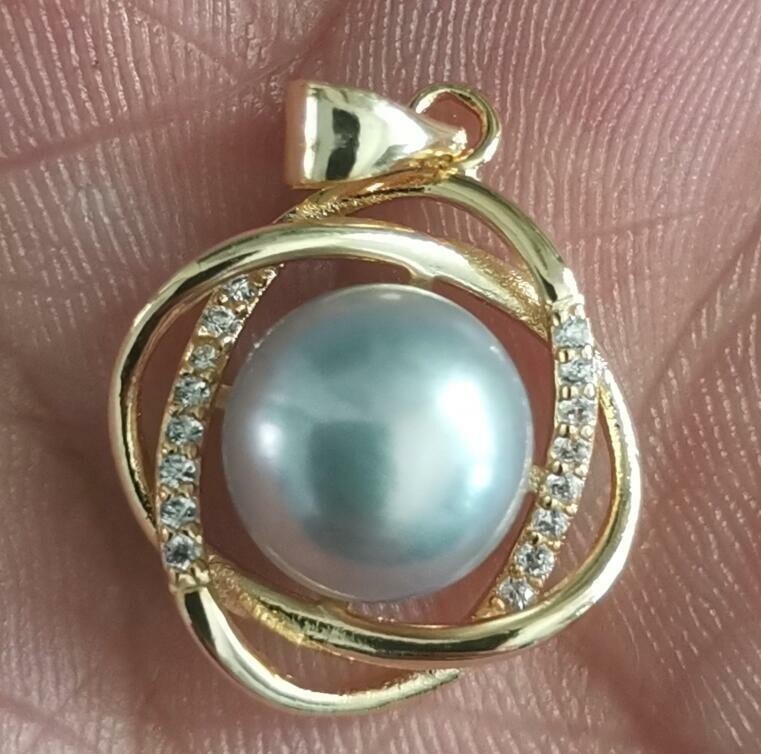 HOT AAAA 10-11MM SOUTH SEA GENUINE GRAY STUD PEARL PENDAN | eBay