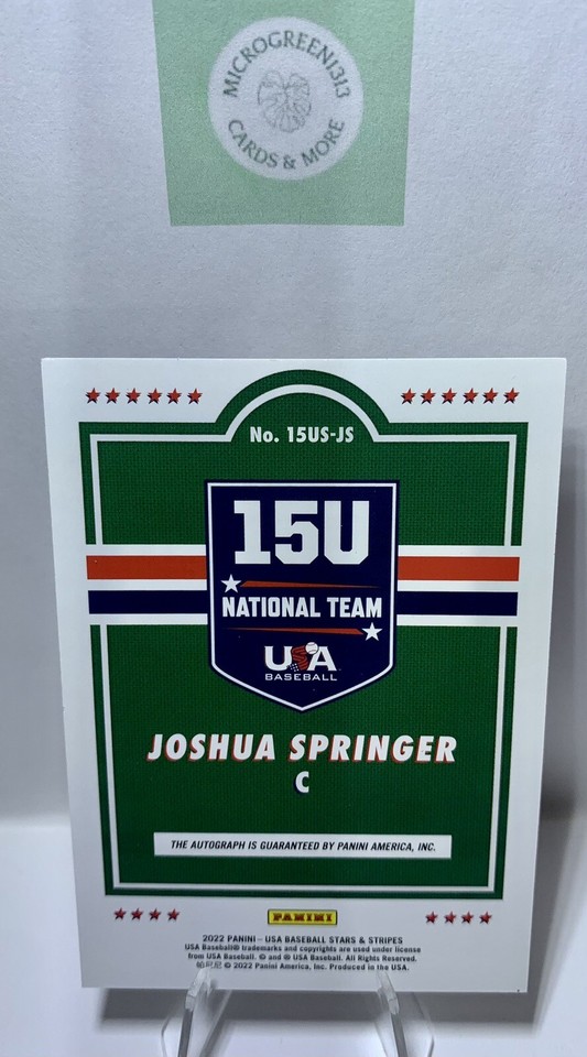 2022 USA Stars & Stripes JOSHUA SPRINGER Autograph Free Shipping 093/ ...
