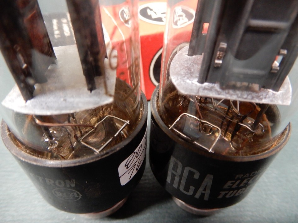 RCA 6SN7 Black Plate Silver Logo Vacuum Tubes (2) Tested 80/76% & 100/ ...