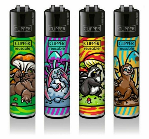 CLIPPER Refillable Gas Lighter SHROOMS & ANIMALS CLIPPERS Solo/Full Set ...