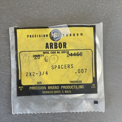 Arbor Spacers Size 2 x 2 - 3/4 Thickness .007 Quantity 4 | eBay