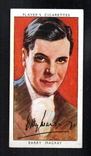 BARRY MACKAY 1934-1938 john player CIGARETTES MOVIE FILM STARS #27 NO ...