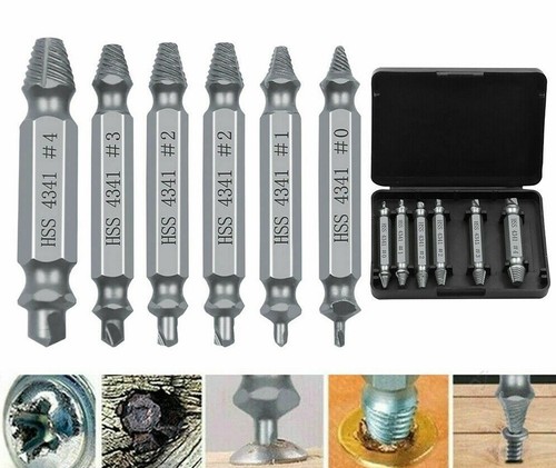 6PCS Screw Extractor Damaged Bolt Remover Ezy Easy Out Tool Drill Bits ...