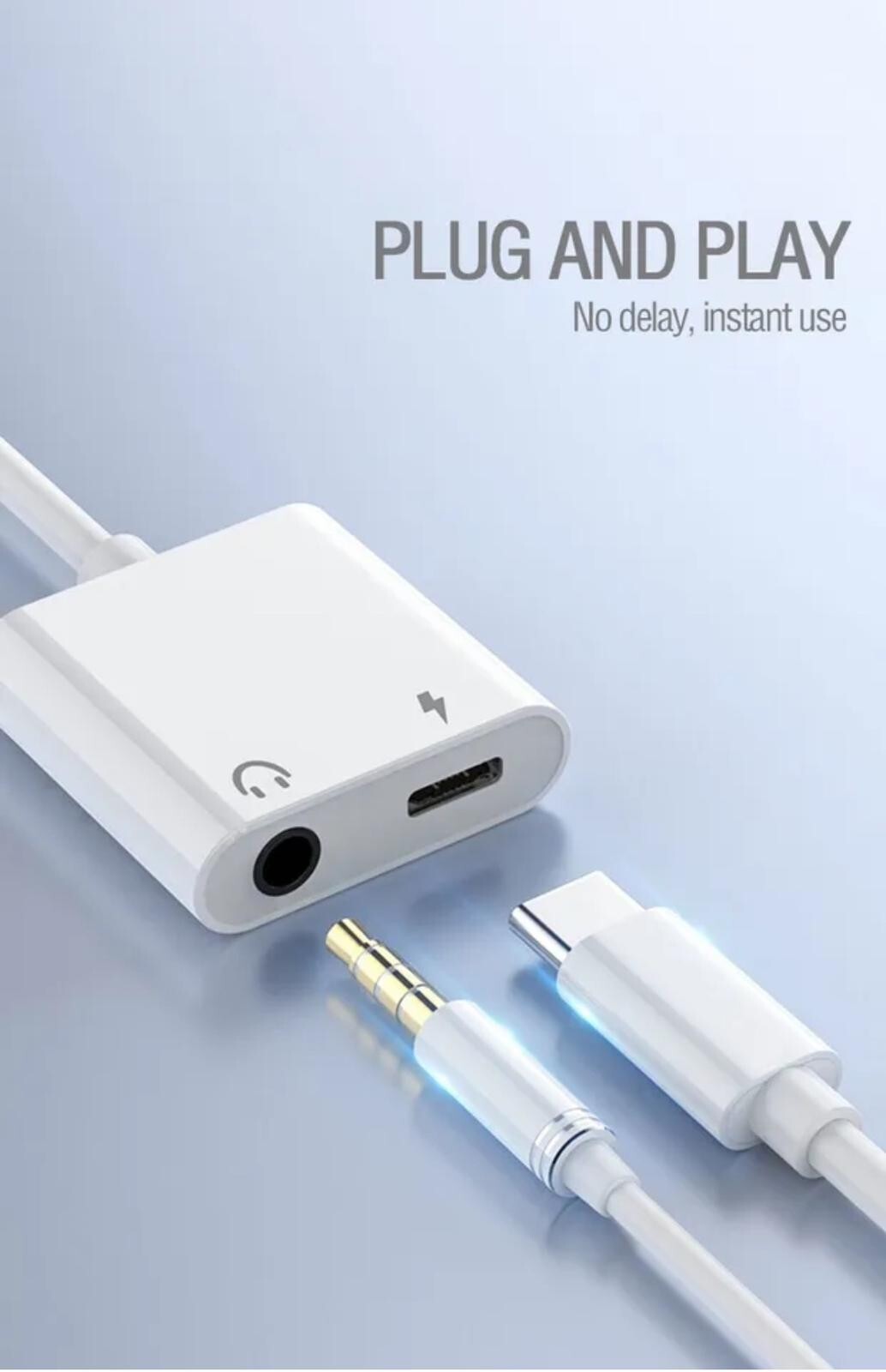 2 in 1 USB Type C to 3.5mm Headphone Jack Charger AUX Audio Adapter for ...