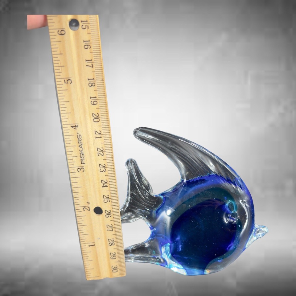 Whimsical Art Glass Fish Figurine Paperweight With Blue Light Blue ...