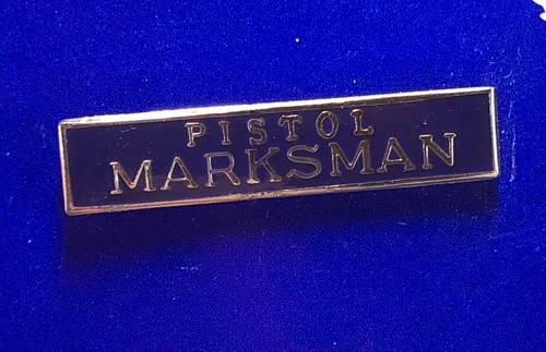PISTOL MARKSMAN QUALIFICATION AWARD PIN Blue Enamel Police Sheriff ...