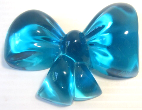 VTG Baccarat Signed- Blue Teal Bow- France- Figurine Paperweight- 4 ...