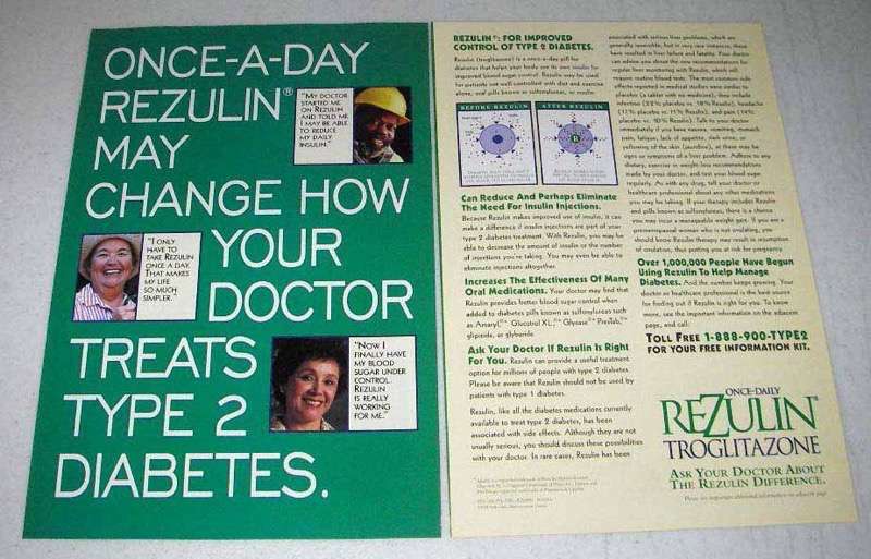 1998 Parke-Davis Rezulin Ad - Treats Type 2 Diabetes | eBay