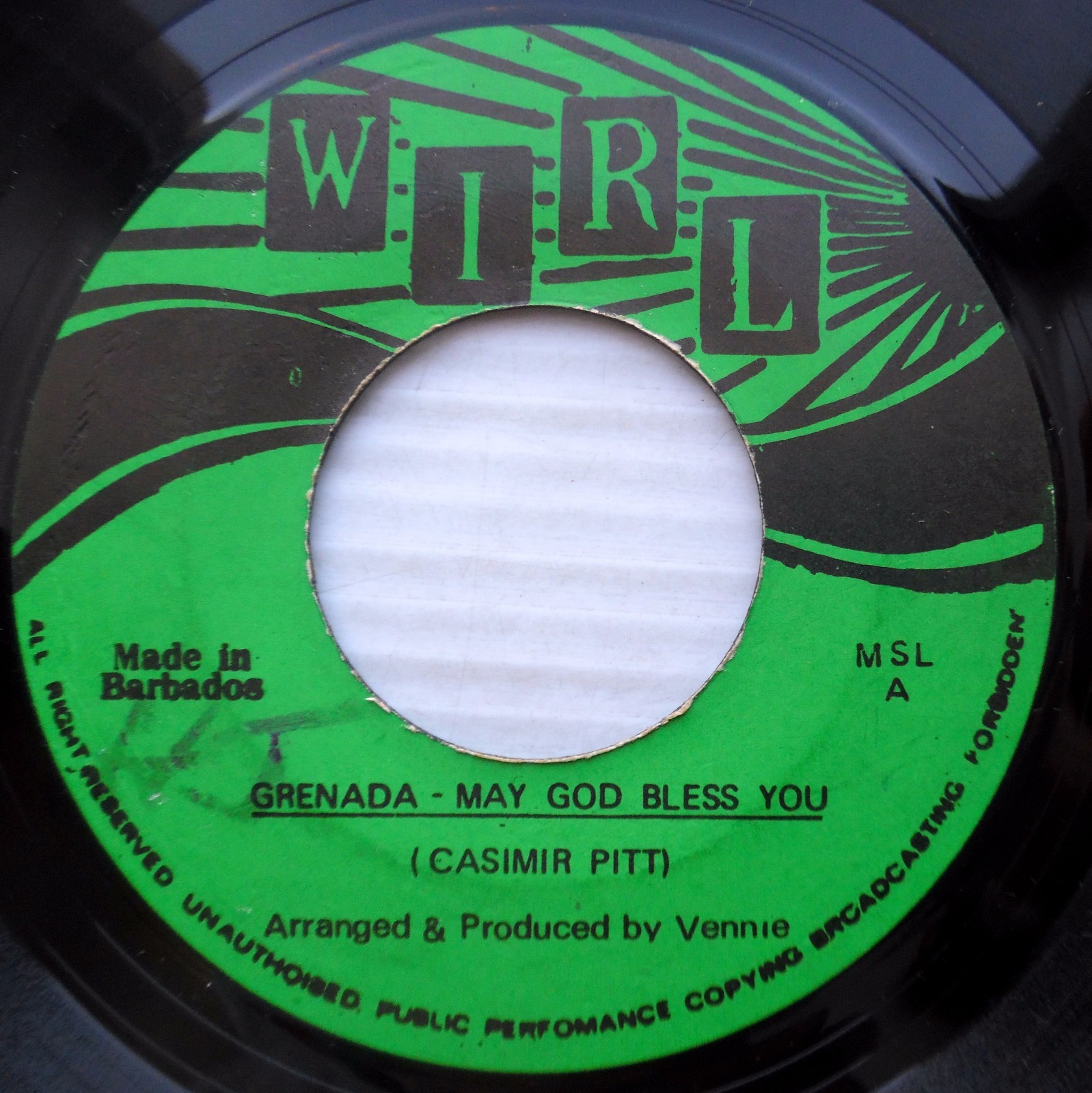 CASIMIR PITT calypso 45 Grenada May God Bless You b/w Kalabashe STRONG ...