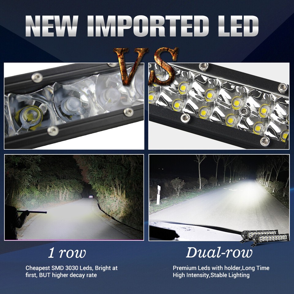 Slim 26"inch 1200W Single Row LED Light Bar fit Jeep GMC ATV Truck Ford ...