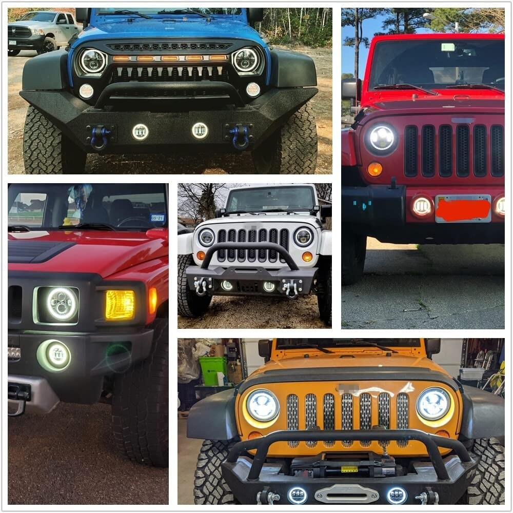 2pcs Fit VW Dune Buggy /Rail Buggy 7" Round LED Headlights Hi/Lo DRL ...