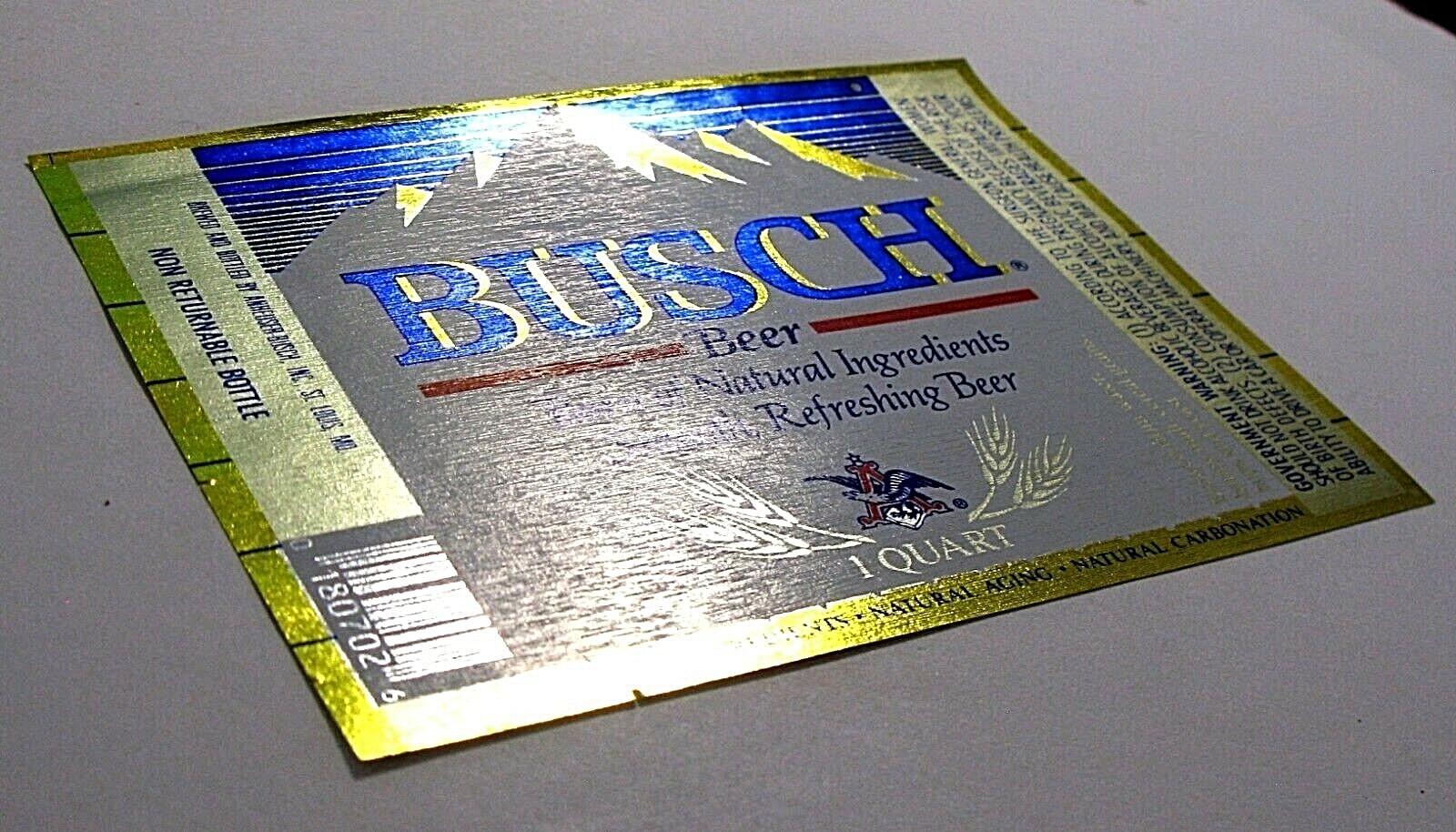 Anheuser-Busch BUSCH BEER label MO 32oz - Non Returnable bottle Var. #2 ...