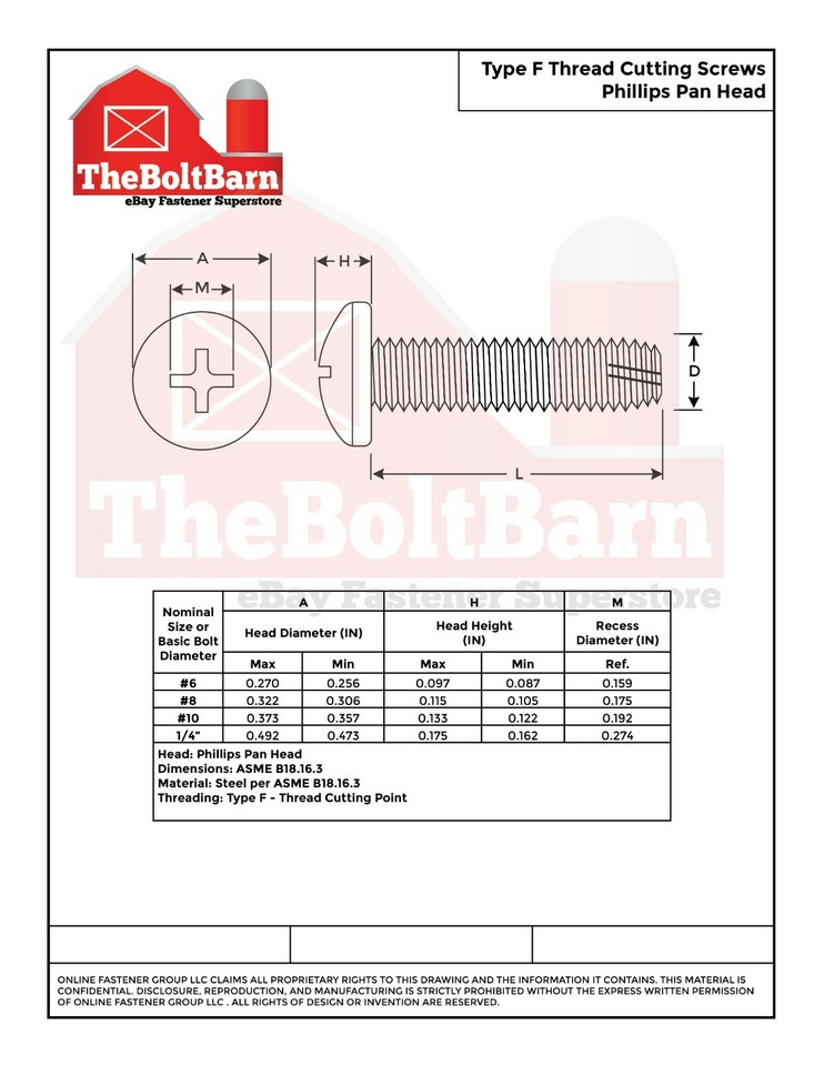 #10-24 Phillips Pan Head Type F Thread Cutting Screws Zinc (Pick Length ...