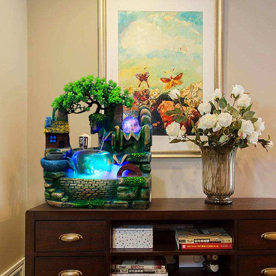 Rockery Fountain Waterfall Feng Shui Desktop Water Sound Atomizing ...