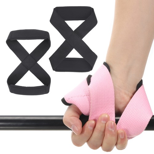 2 Pcs Figure 8 Lifting Strap Fitness Weight 8 Loop Lifting Wraps Black ...
