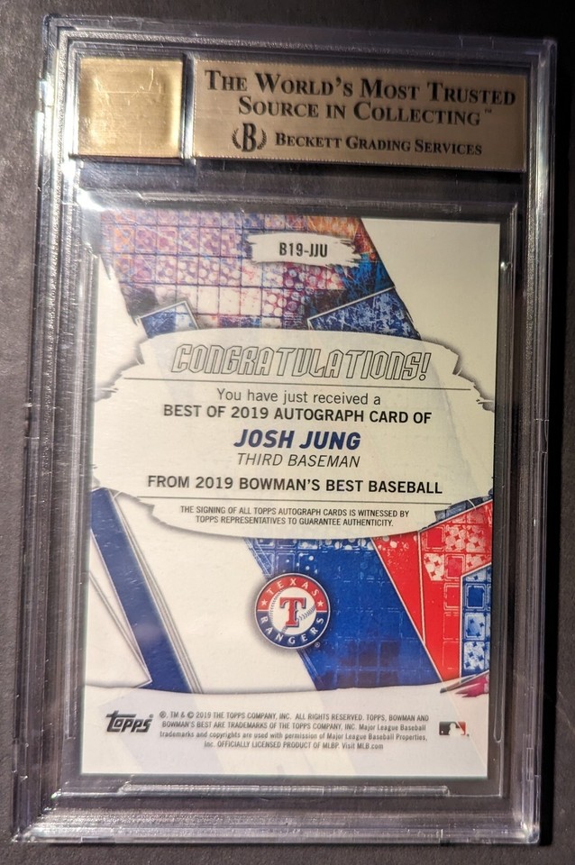 2019 Bowman’s Best Josh Jung Auto #B19-JJU BGS 10 PRISTINE!! | eBay