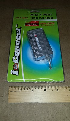i Dot Connect Mini 4 Port USB 2.0 Hub High Speed 480Mbps Adapter PC&Mac ...