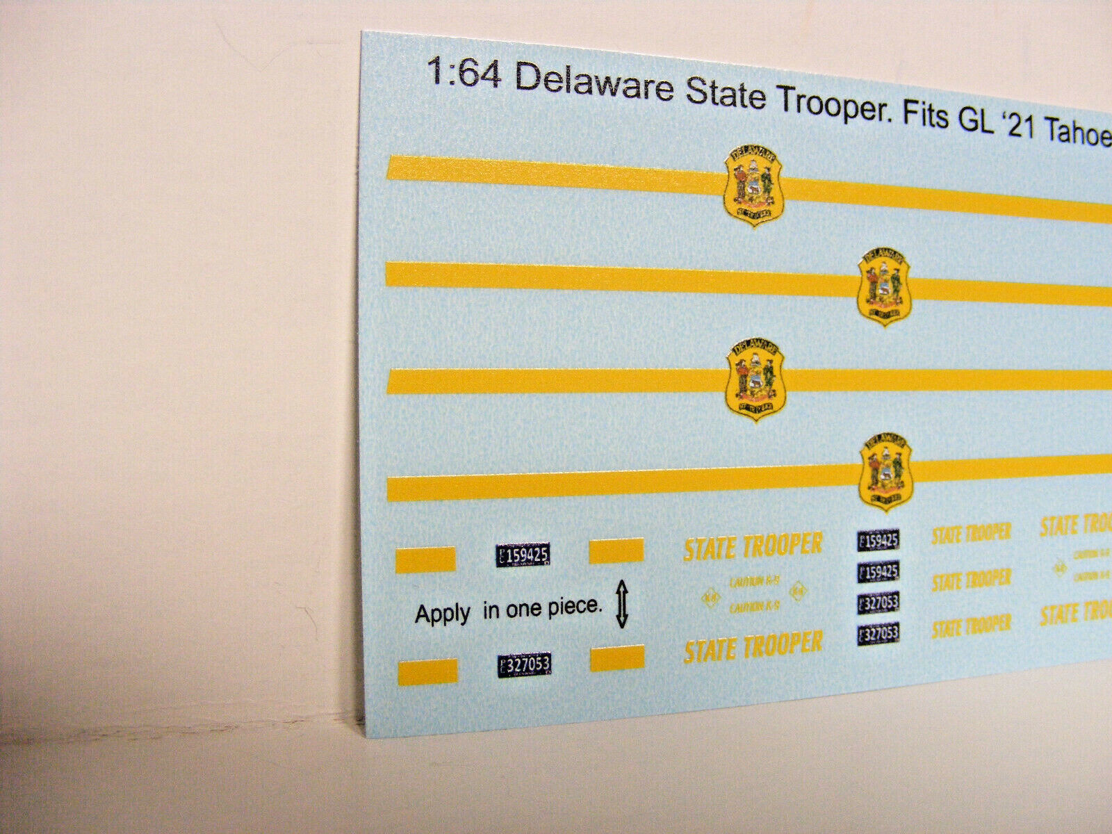 Delaware State Trooper 1:64 Water Slide Decal set Fits GL 2021 Tahoe | eBay