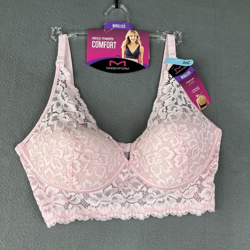 Maidenform Bra 36C Pink Casual Comfort Convertible Wireless Foam Cups ...