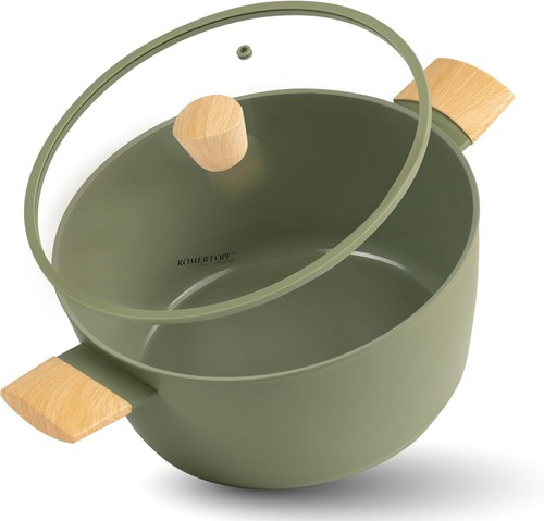 5.3 Quarts & 9.5" Ceramic Nonstick Cooking Pots with Lids – Durable ...