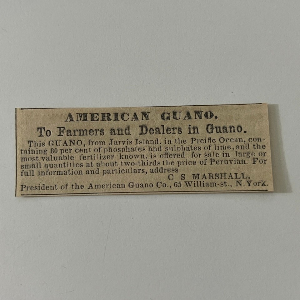 American Guano Co. C. S. Marshall New York NY 1859 New York Clipping ...