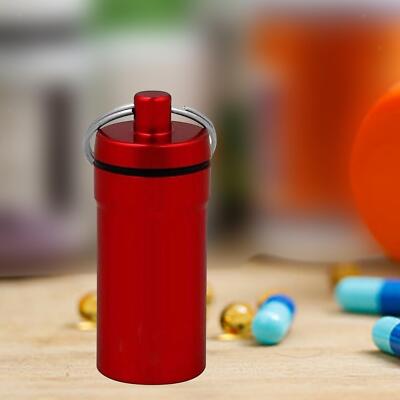Pill Keychain Holder with Keyring Small Box for Survival Hiking Red ...