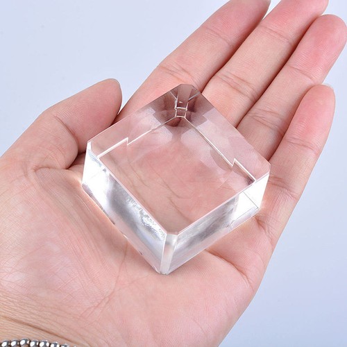 2PC Clear Glass Sphere Square Dimple Blocks Crystal Ball Display Base ...