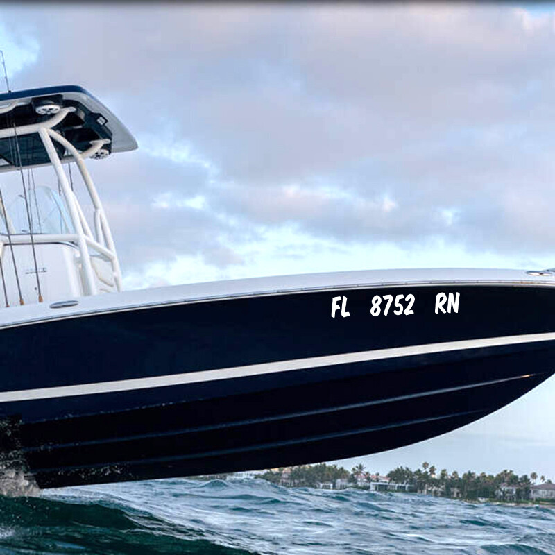 Boat Registration Decals Custom Numbers Letters Set of 2 3"x18" Jet Ski ...