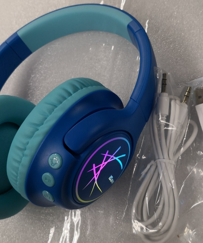 iClever Kids BTH18 Blue Bluetooth 5.3 Headphones LED Light Safe Volume Brand New | eBay Australia