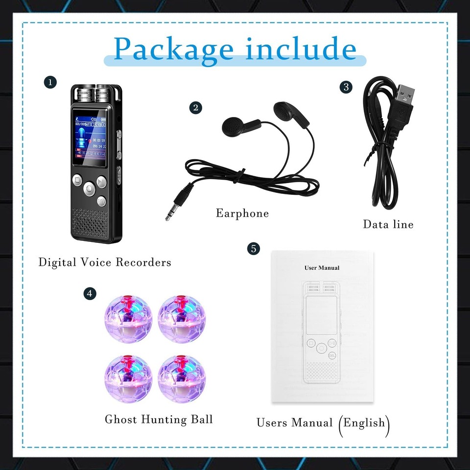 Dunzy 5 Pcs EVP Recorder Ghost Hunting Kit Includes Digital Voice ...