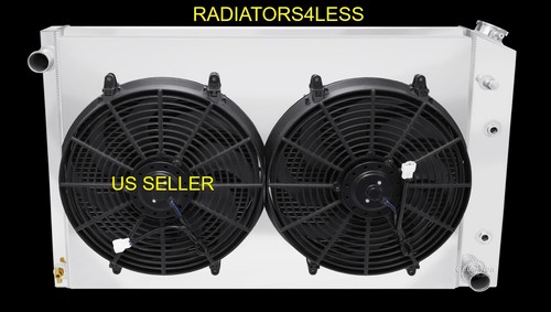 CHAMPION 3 ROW ALUMINUM RADIATOR SHROUD 14" FANS 73-86 CHEVY K5 BLAZER ...