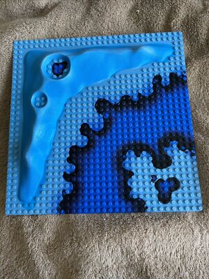Lego Raised Baseplate 32x32 Crater Plate Underwater Pattern Light Blue ...