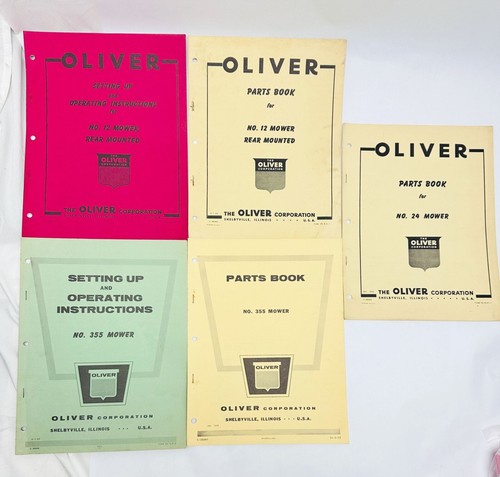 Lot Of 5 OLIVER Parts Books Setting Up Instructions Model #'s 355, 12 ...