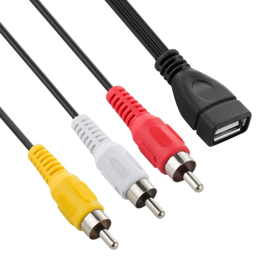 USB to RCA Cable 5FT USB 2.0 Female to 3 RCA Male Phono AV Cable Lead ...