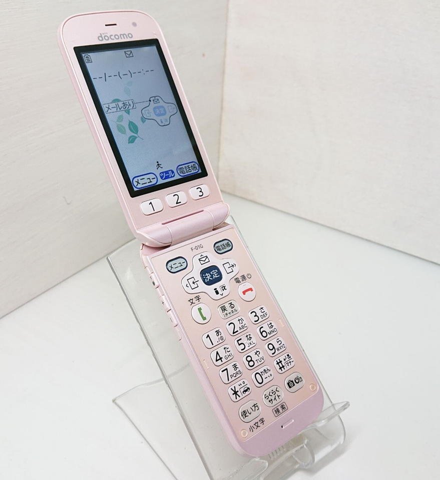 Fujitsu docomo F-01G Pink Raku-Raku Phone Basic 4 Japanese Flip Phone ...