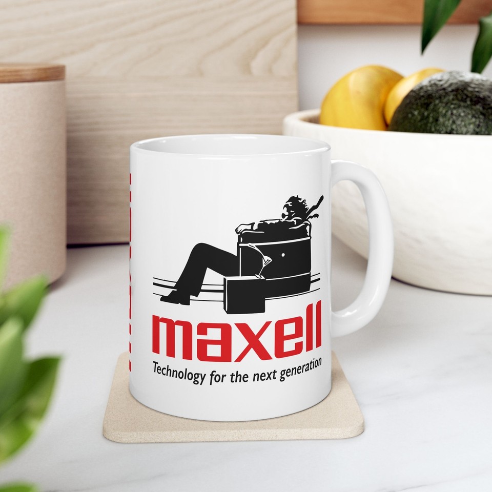 MAXELL vintage cassette MUG with Blown Away Motif WHITE 11oz 15oz | eBay