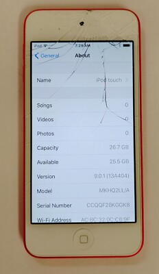 Apple iPod Touch 6th Generation 32GB Pink **cracked screen 888462352239 ...