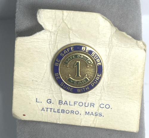 Be Safe Be Sure Enameled 1 Year Safe Driver Screwback Pin L.G. Balfour ...