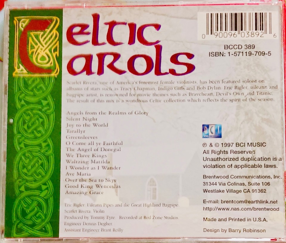 Celtic Carols by Eric Rigler & Scarlet Rivers (CD, 1997) Christmas ...