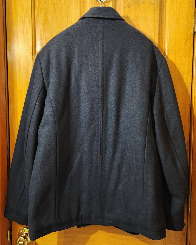Naval Pea Coat Wool Blend Navy Blue Men's L Double Breasted Pockets | eBay