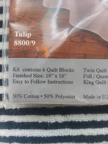 Vintage Tobin Home Fashions Stamped Quilt Blocks Tulip 8800/9 18"X18 ...