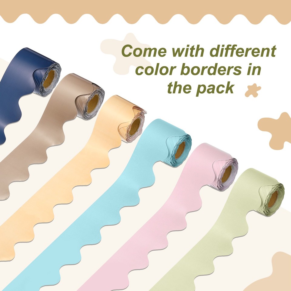 6 Pcs196.8 Ft Bulletin Board Scalloped Borders Trim Decor 6 Color | eBay UK